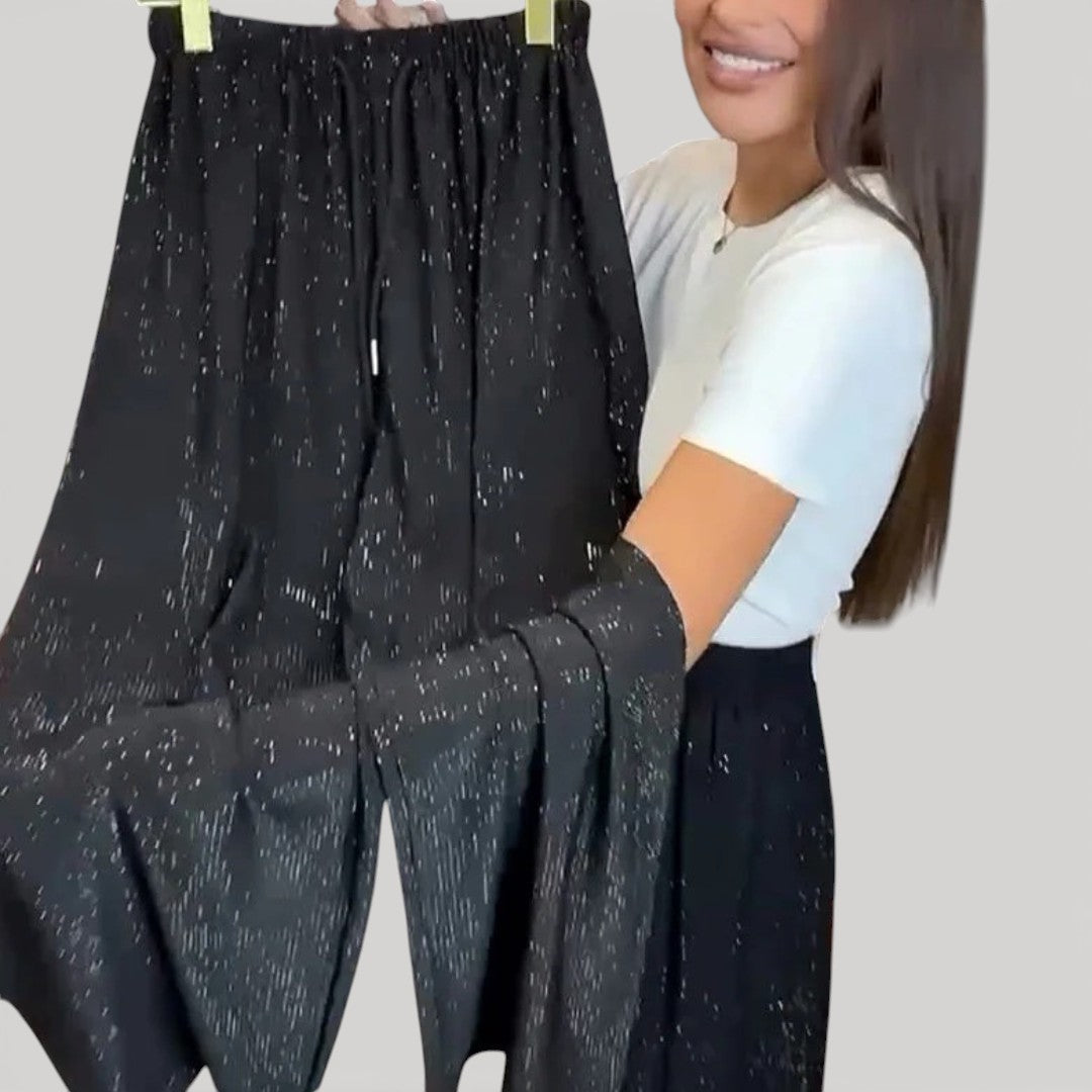 JUVIA – SHIMMER WIDE TROUSERS – Mabel & Mae
